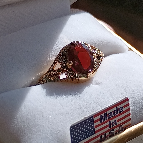 Seta | Jewelry | New Cz Ruby Birthstone Gold Plated Silver Sz 7 | Poshmark